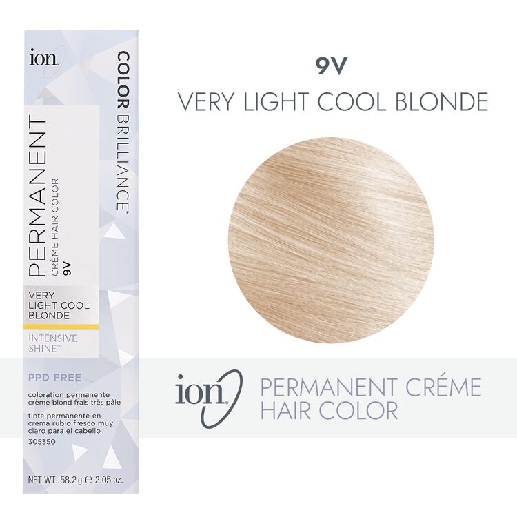 Ion 9V Very Light Cool Blonde Permanent Creme Hair Color by Color ...