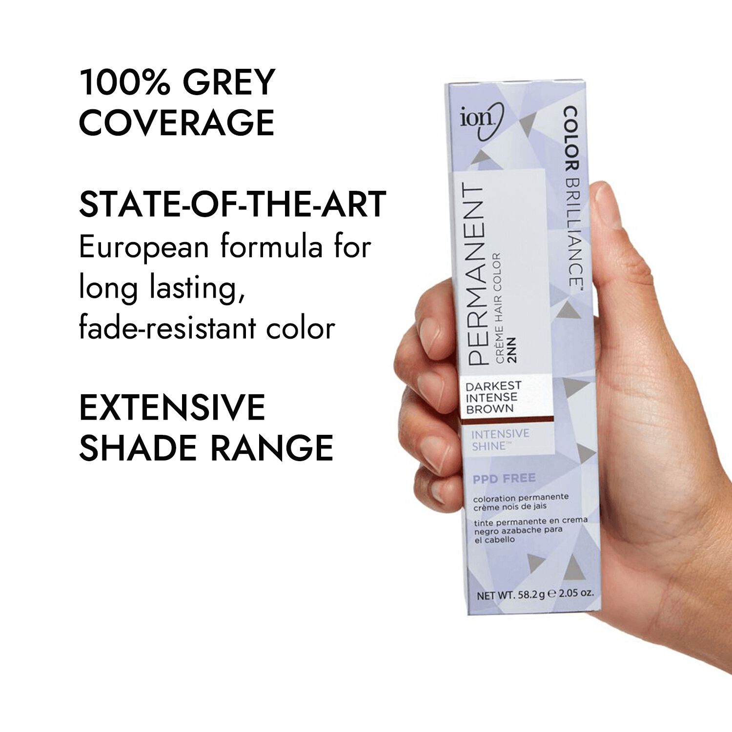 Ion 2NN Darkest Intense Brown Permanent Creme Hair Color by Color ...