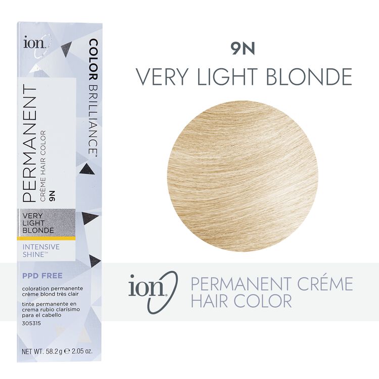 Ion 9N Very Light Blonde Permanent Creme Hair Color by Color Brilliance ...