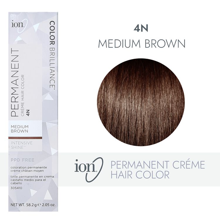 Ion 4N Medium Brown Permanent Creme Hair Color by Color Brilliance ...